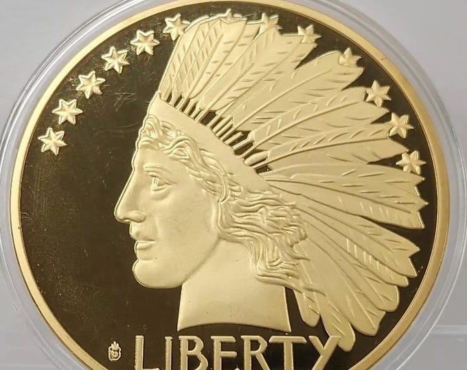 Dream Indian Head Double Eagle Medal Layered in 24K Gold Commemorative ...
