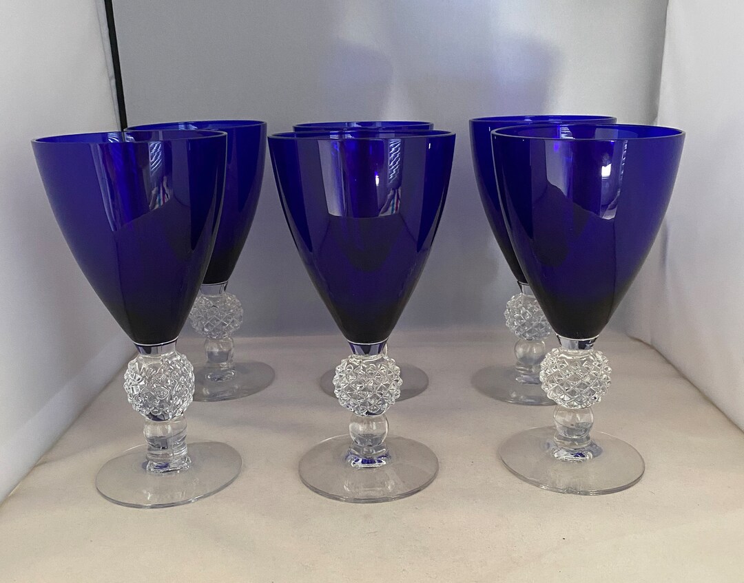 Morgantown Golf Ball Cobalt Blue Water Gobletswine Glasses Etsy
