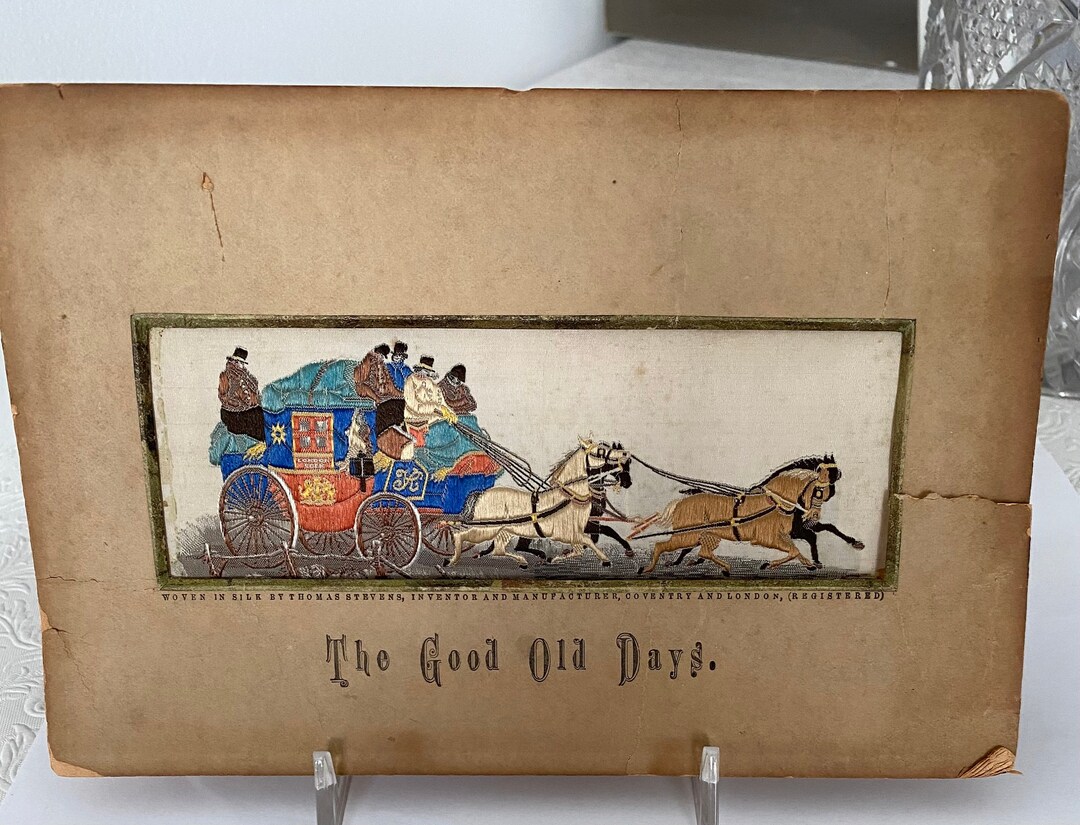 Antique Stevengraph Pure Silk Woven Picture—the Good Old Days - Etsy