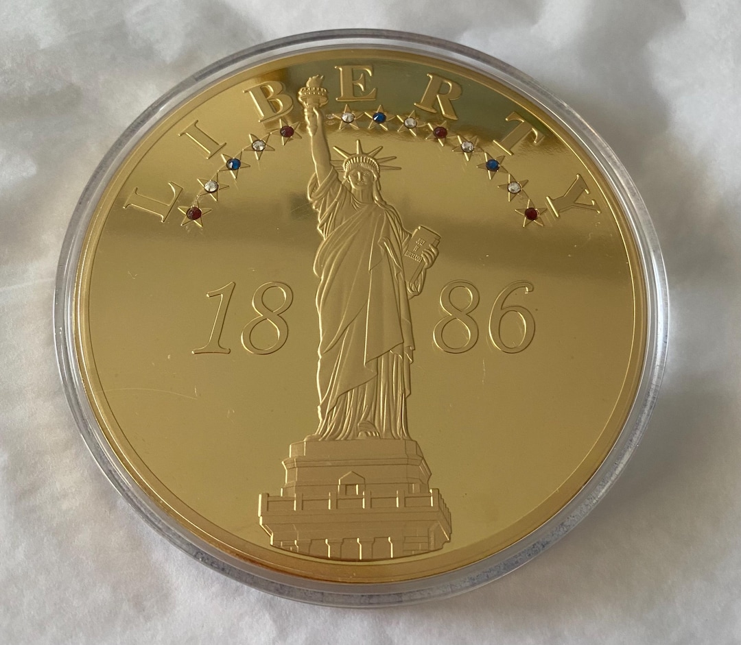 Gold Layered Commemorative Token Coin Statue of Liberty 1886 24 KT ...