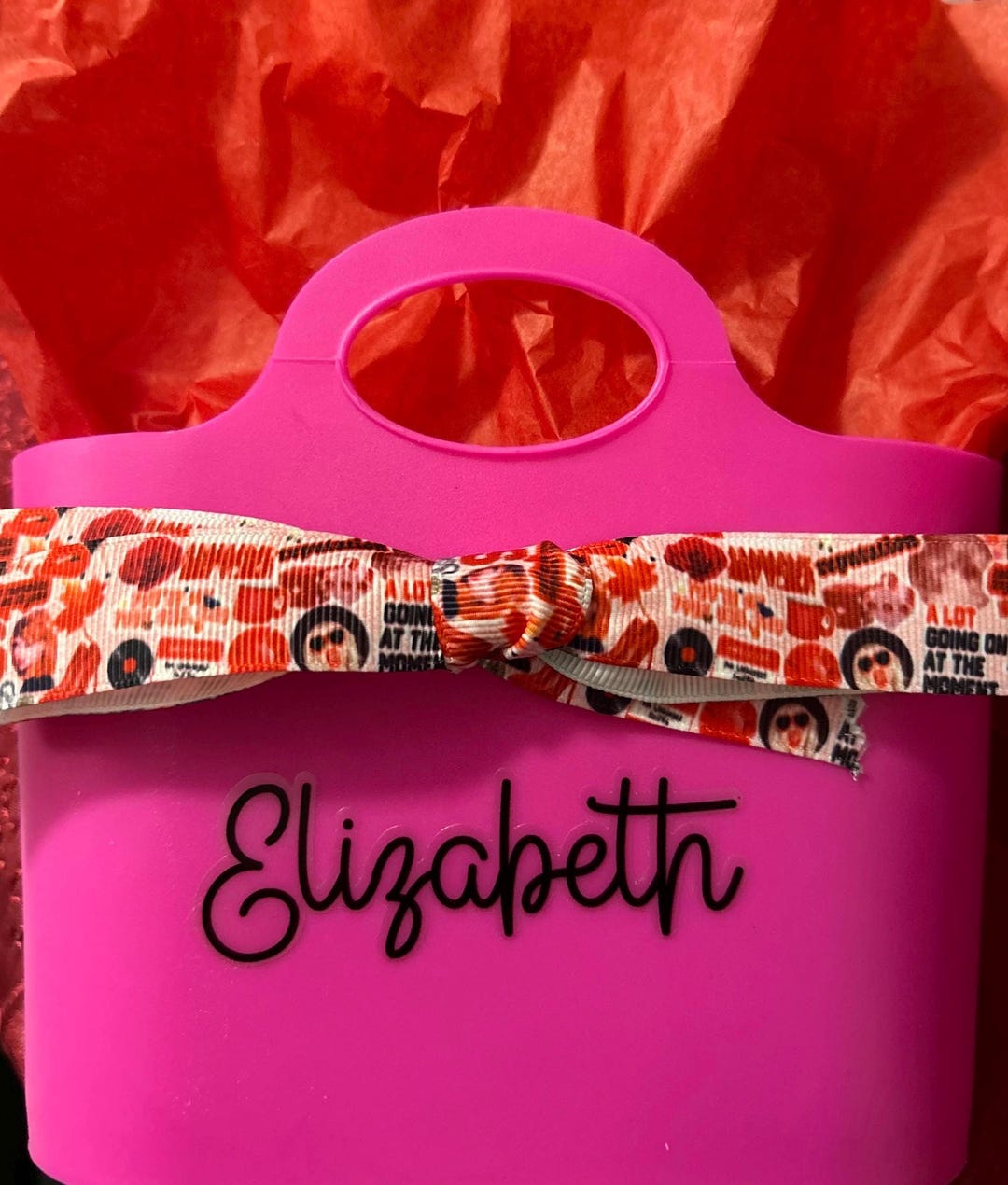 Personalized Pink Taylor Swift Swag Bag Gift Tote, Swiftie Ribbon, Lip ...