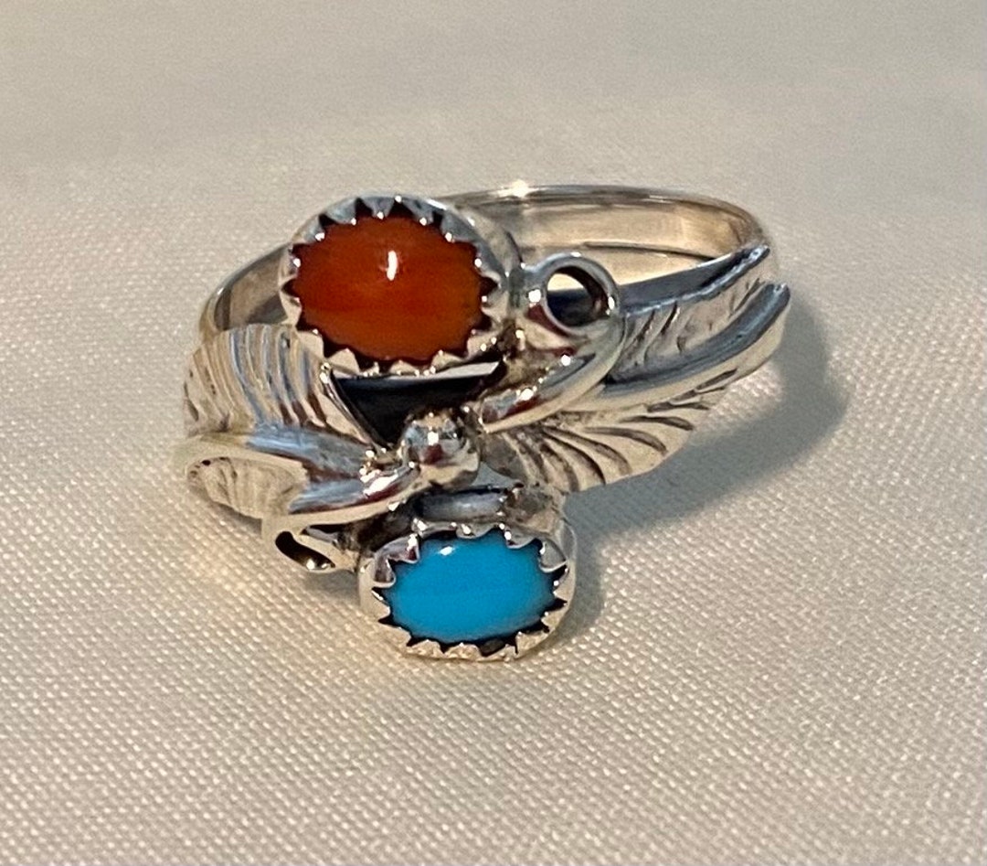 Navajo Ring Lovers Vintage Native American Navajo Feather Sterling ...