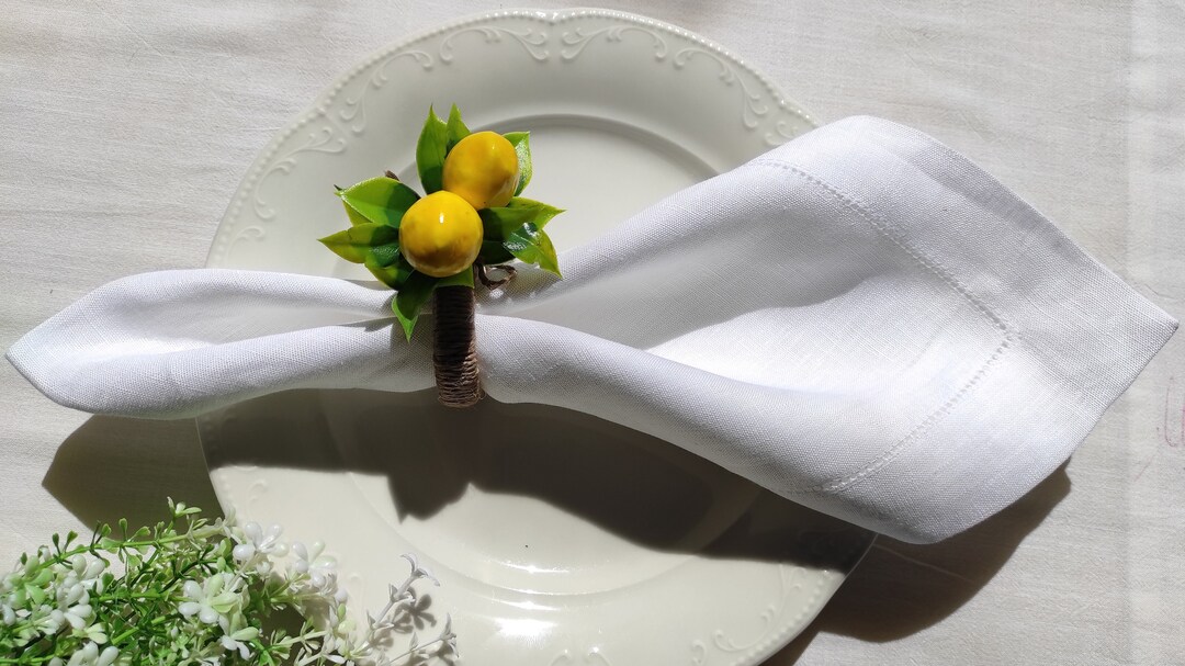 Lemon Napkin Ring, Summer Trend Napkin Ring, Floral Napkin Ring, Yellow ...