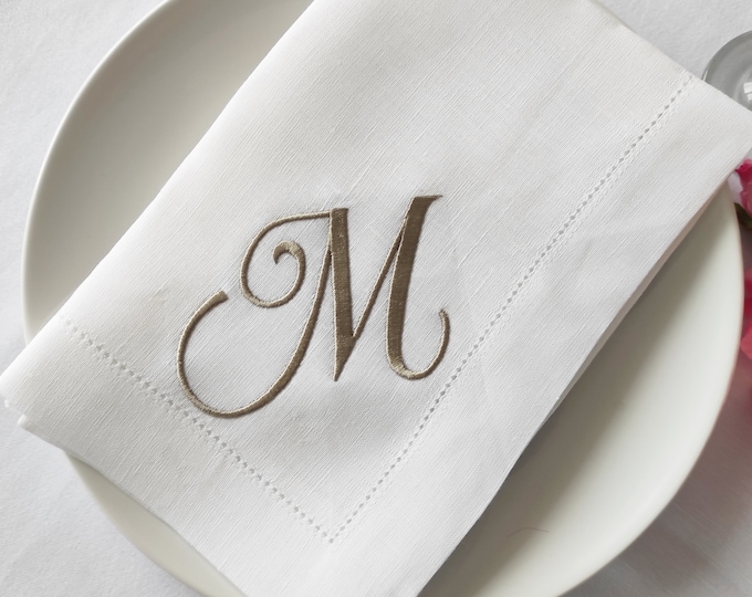 Double Lettered Monogrammed Linen Napkins, Monogrammed Linen Napkins ...