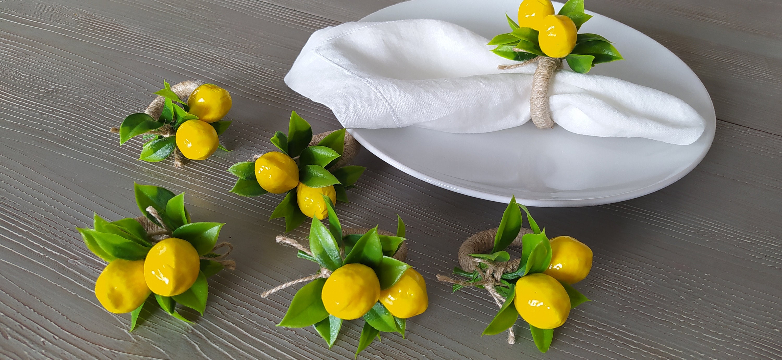 Lemon Floral Napkin Ring Summer Trend Napkin Ring Floral - Etsy UK