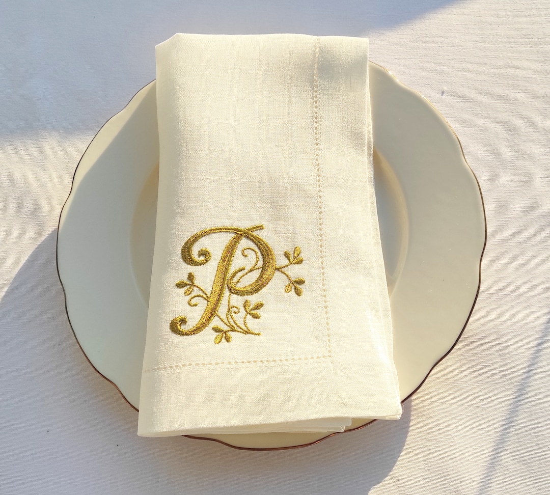 Monogrammed Linen Napkins, Embroidered Napkin, Personalized Lİnen ...