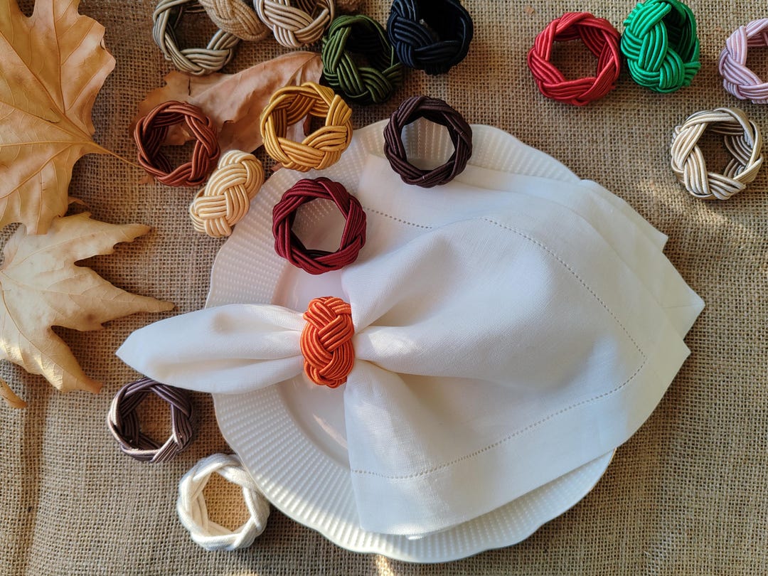 Colorful Napkin Rings, Turk's Head Napkin Holders, Handmade Napkin Ring ...
