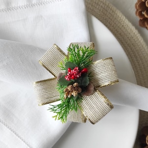 Christmas Napkin Ring, Xmas Napkin Ring, Christmas Gift, Floral Napkin ...