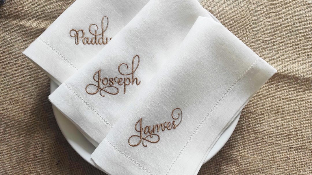 Personalized Linen Napkins, Personalized Napkin With Name Embroidery ...