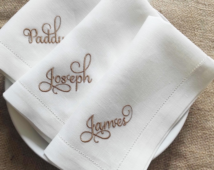 Double Lettered Monogrammed Linen Napkins, Monogrammed Linen Napkins ...