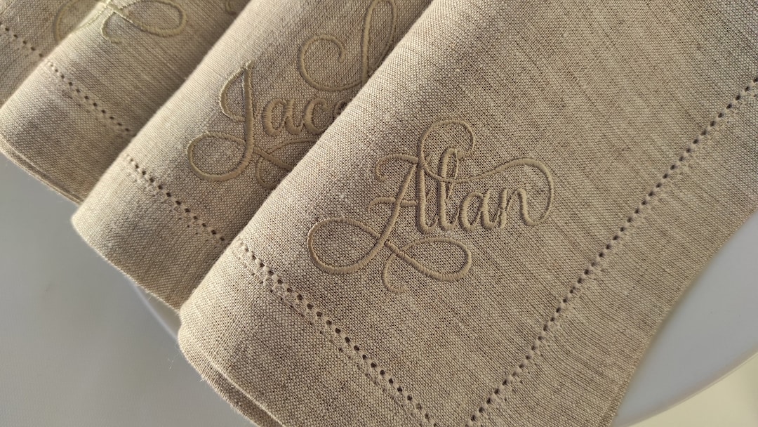 Personalized Linen Napkins, Personalized Napkin With Name Embroidery ...
