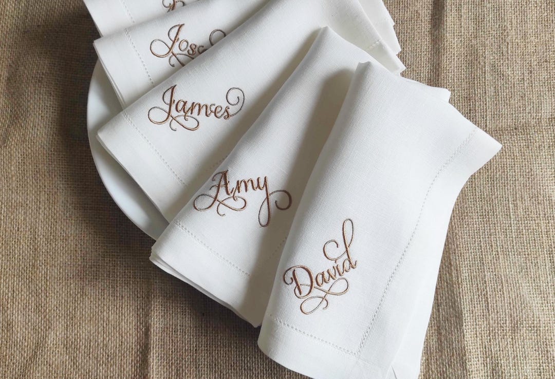 Monogrammed Linen Napkins, Personalized Linen Napkins, Personalized ...