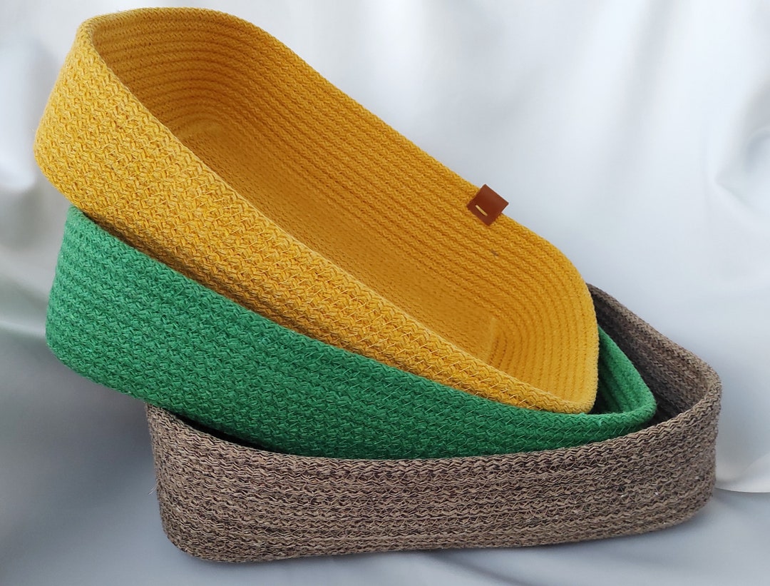 Colorful Cotton Rope Basket, Organic Cotton Cord Basket, Vibrant Color ...