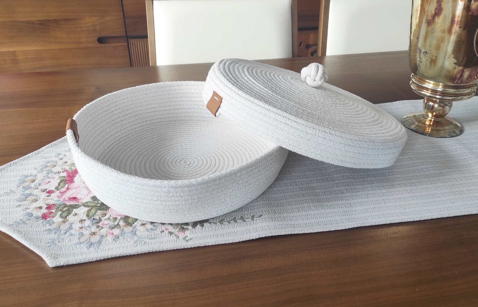 Lidded Basket Handmade Basket Cotton Rope Storage Basket - Etsy