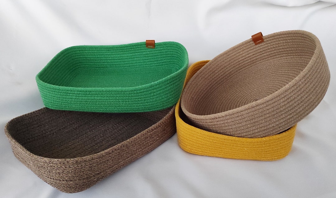 Cotton Rope Organizer, Colorful Cotton Rope Basket, Organic Cotton Cord ...
