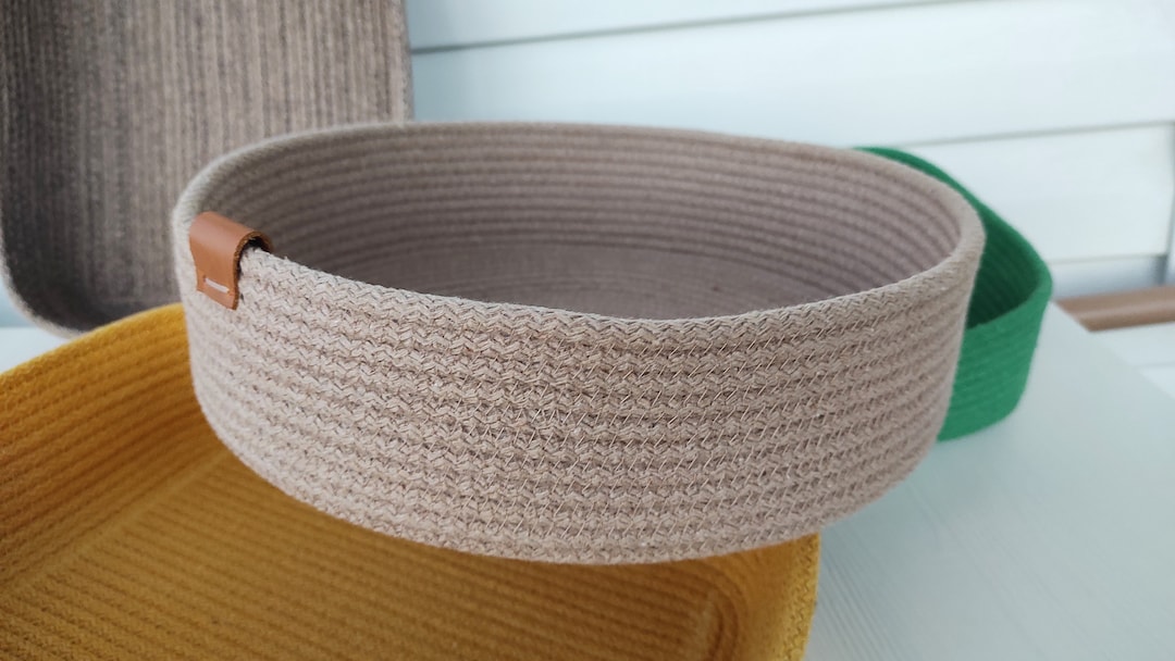 Colorful Cotton Rope Basket, Organic Cotton Cord Basket, Vibrant Color ...