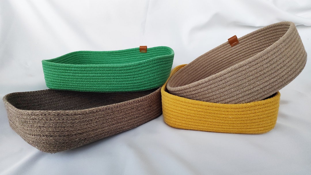 Colorful Cotton Rope Basket, Organic Cotton Cord Basket, Vibrant Color ...