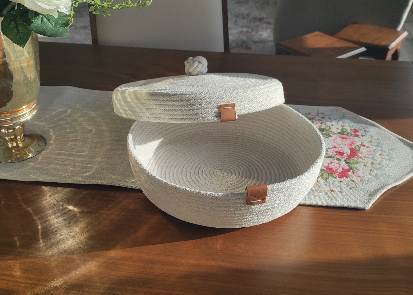 Lidded Basket Handmade Basket Cotton Rope Storage Basket - Etsy