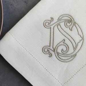 Double Lettered Monogrammed Linen Napkins, Antique Monogrammed Linen Napkins, Interlocking ...