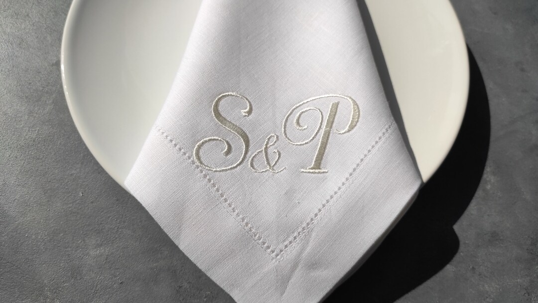 Double Lettered Monogrammed Linen Napkins, Monogrammed Linen Napkins ...
