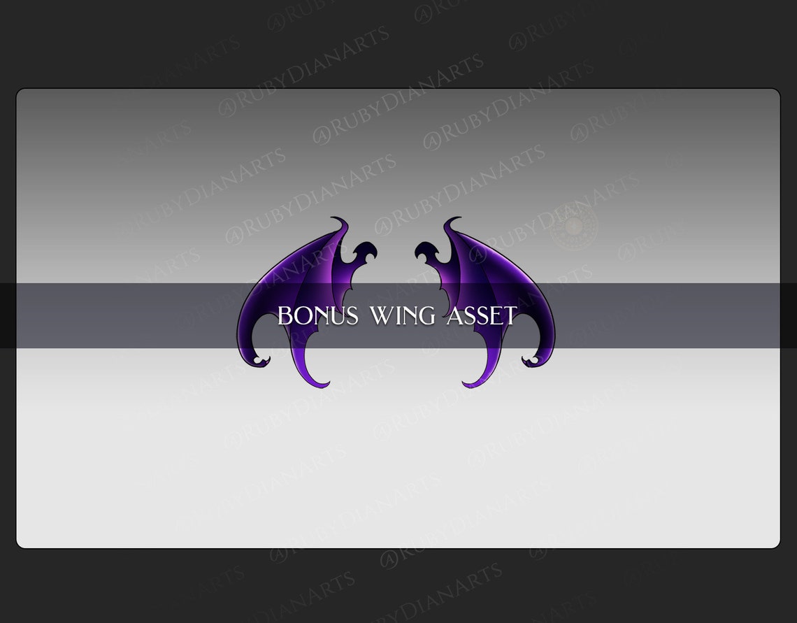 Purple Demonic Flame Mic | Vtuber Assets | Bonus Wings | Twitch Digital ...