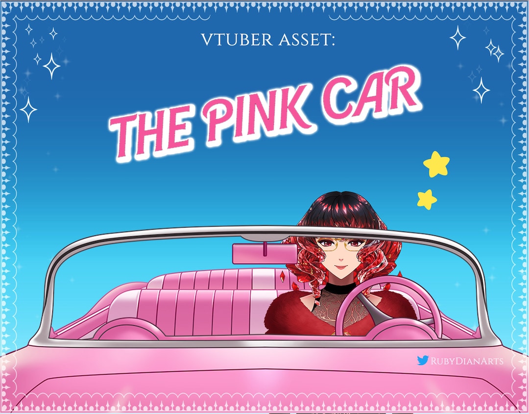 The Pink Car | Vtuber Assets for Twitch Streaming | Cute Stream Props ...