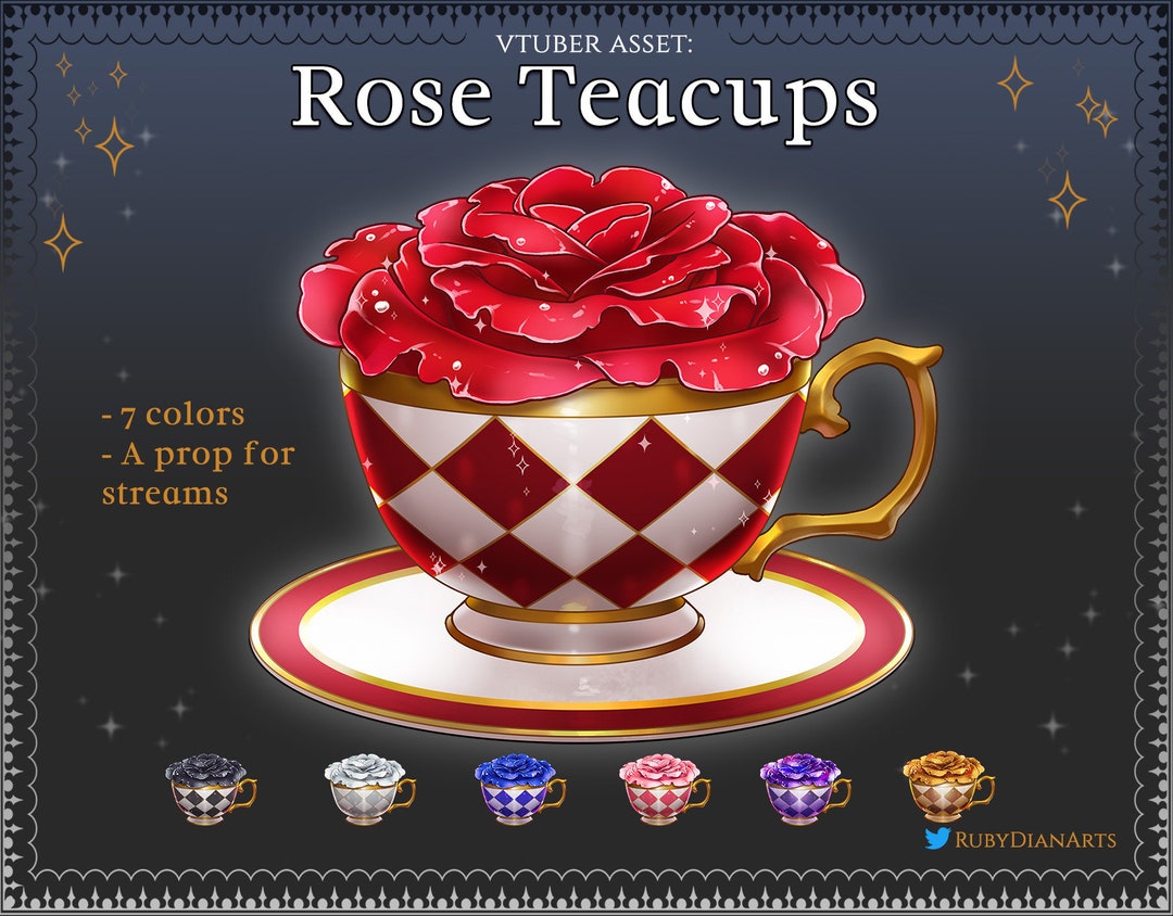 Rose Teacups | Stream Vtuber Assets | Floral Tea Cup Aesthetics for ...