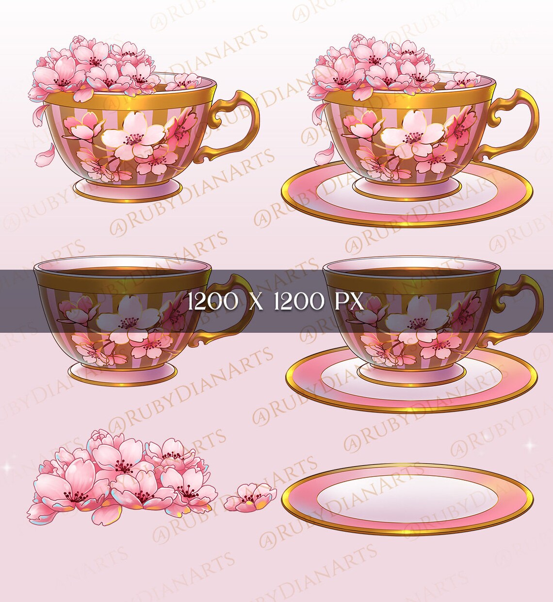 Sakura Teacups Vtuber Asset | Cherry Blossoms and Cute Stream ...