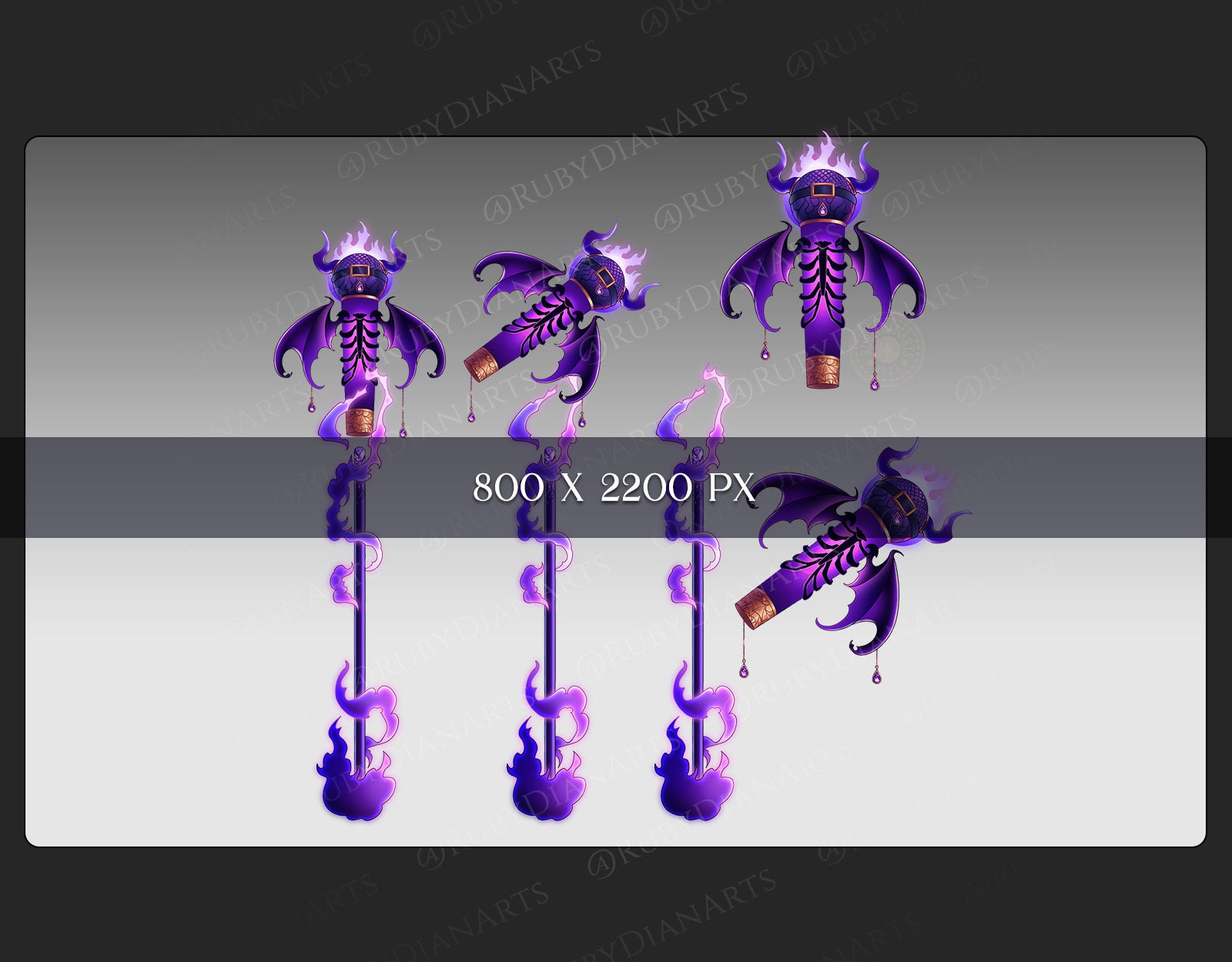 Purple Demonic Flame Mic | Vtuber Assets | Bonus Wings | Twitch Digital ...
