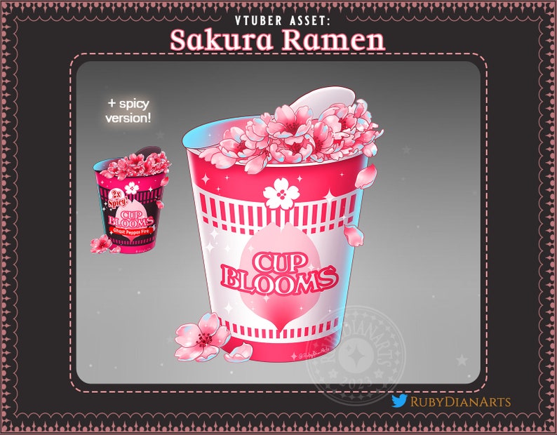 Sakura Ramen Cup | Cherry Blossom Themed Vtuber Assets | Stream Props ...