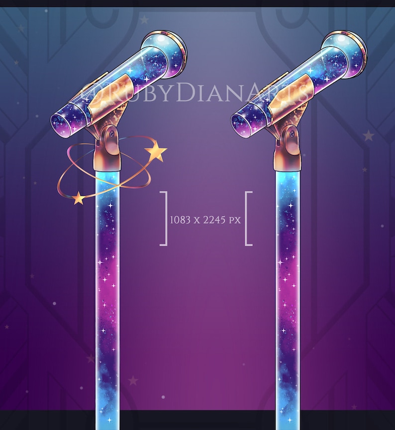 Starry Mic | Celestial Vtuber Asset Microphone | Stream Decoration ...