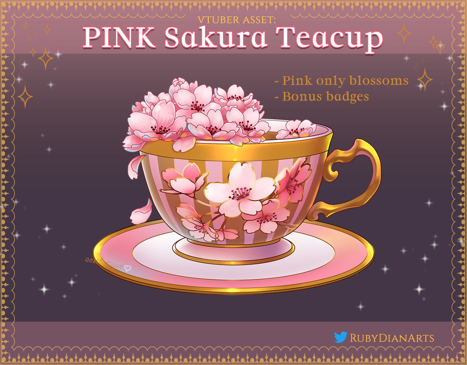 Pink Sakura Teacup | Vtuber Asset | Cherry Blossoms and Cute Stream ...