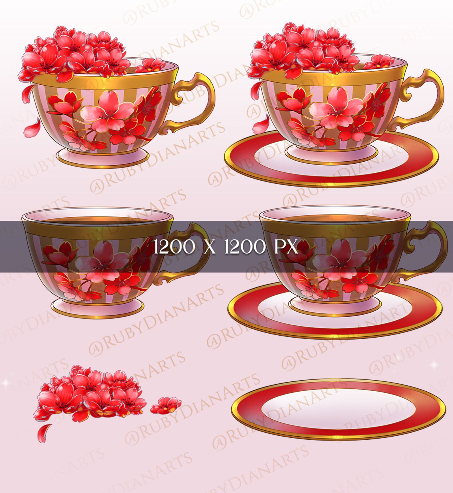 Sakura Teacups Vtuber Asset | Cherry Blossoms and Cute Stream ...