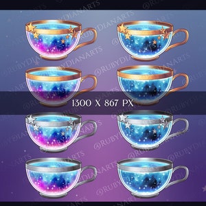 Starry Teacups | Celestial Vtuber Assets | Star Galaxy Tea Set ...