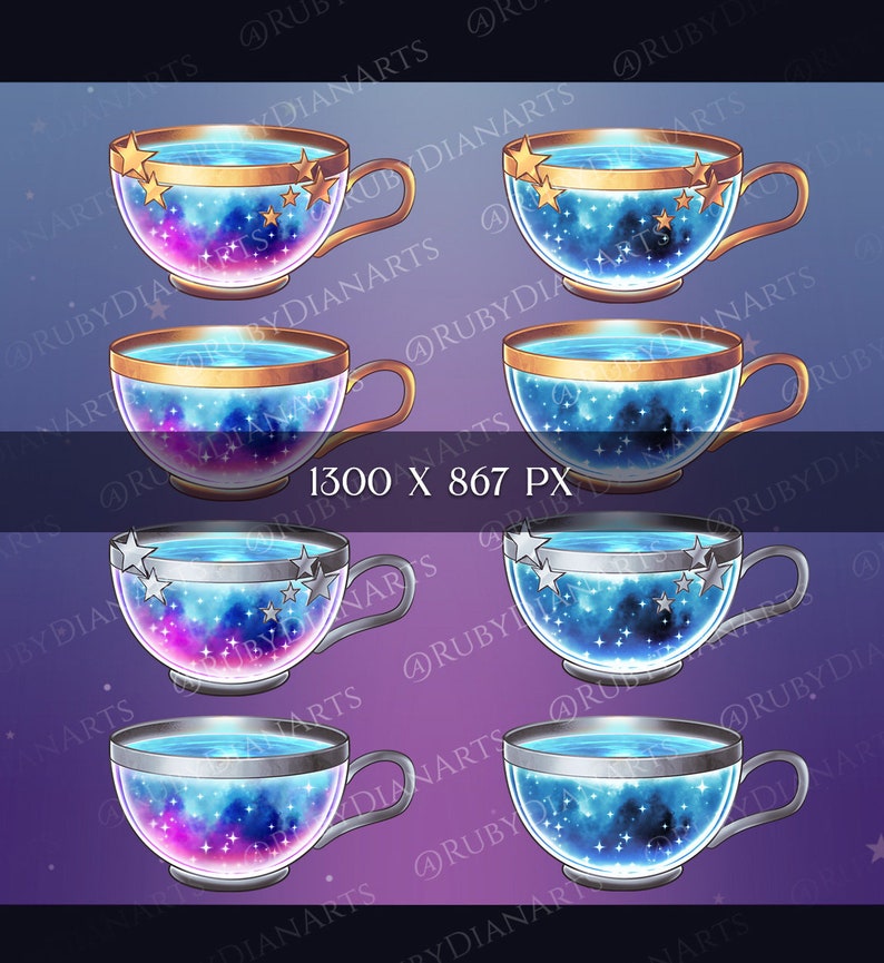 Starry Teacups Celestial Vtuber Assets Star Galaxy Tea Set - Etsy