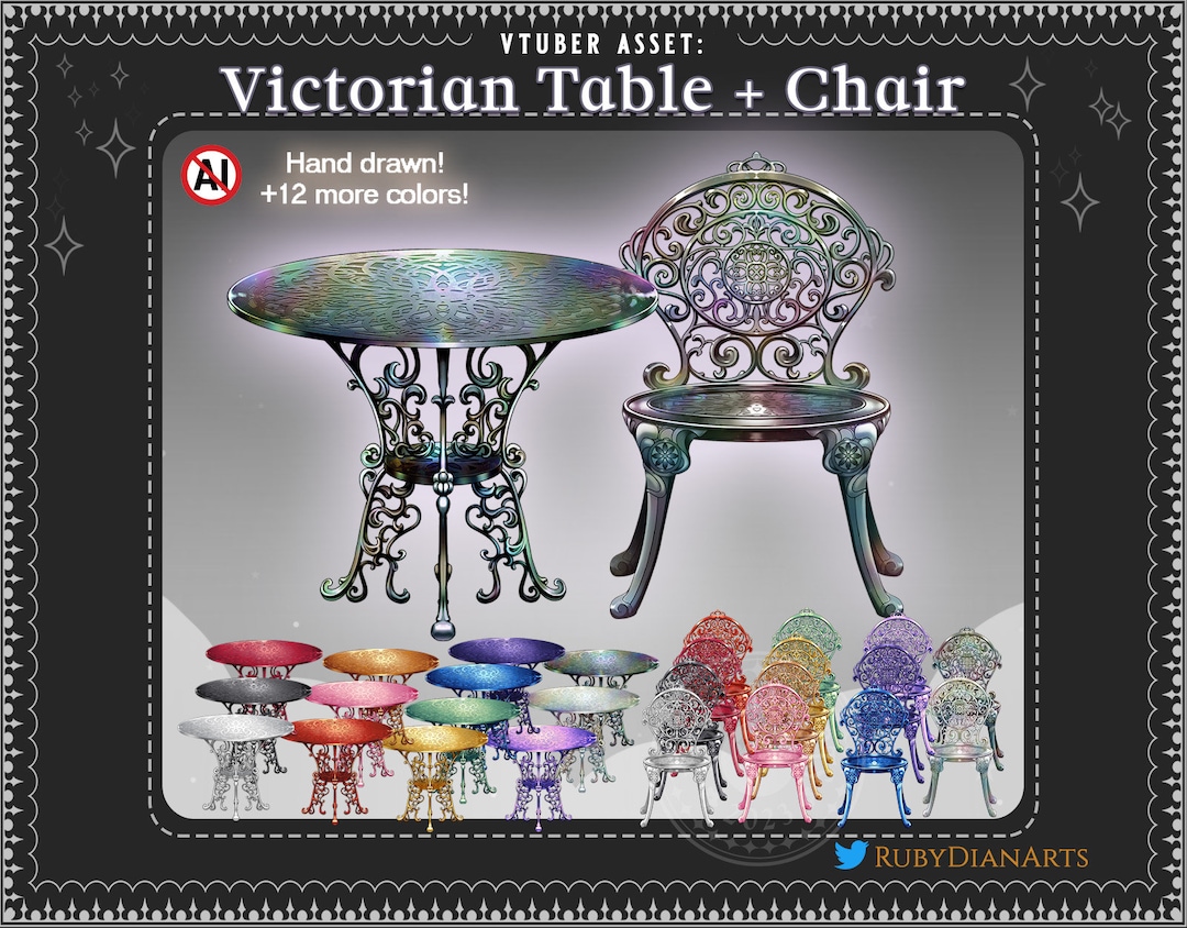Victorian Table and Chair Set | Vtuber Asset | FANCY Aesthetic Garden ...