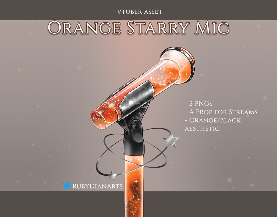 Orange Starry Mic | Celestial Vtuber Asset Microphone | Stream ...
