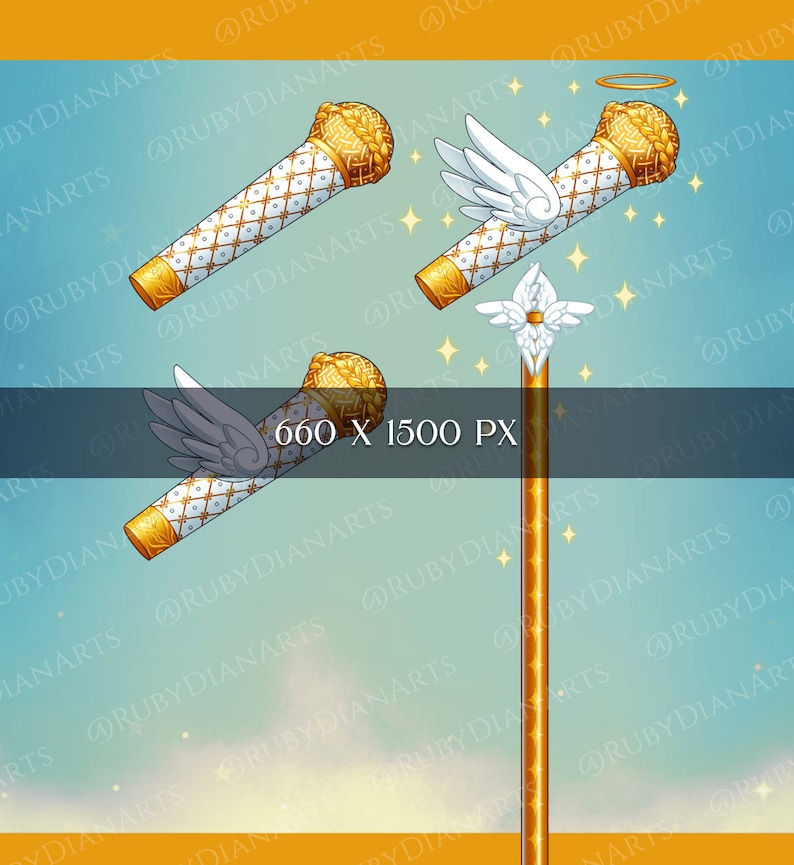 Angelic Mic | Vtuber Winged Assets for Your Streams | Gold and White ...