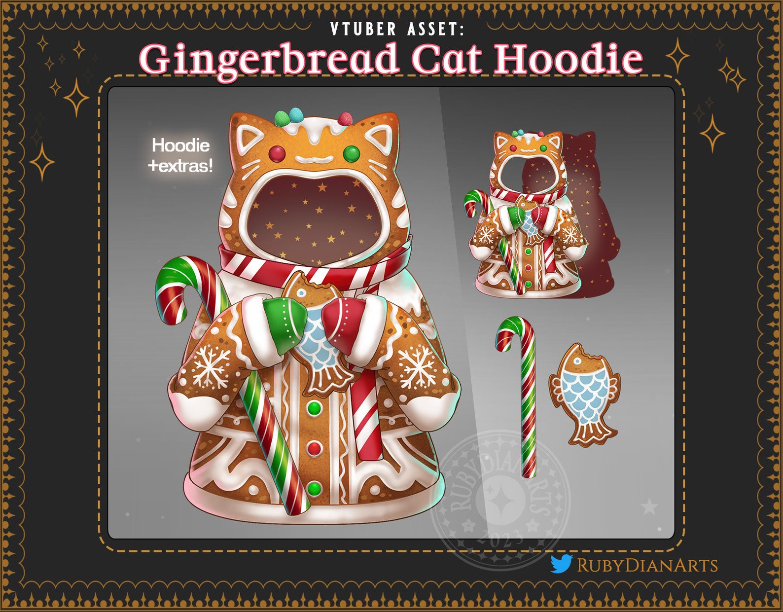 Gingerbread Cat Hoodie | Vtuber Assets | Cozy Christmas and Holiday ...