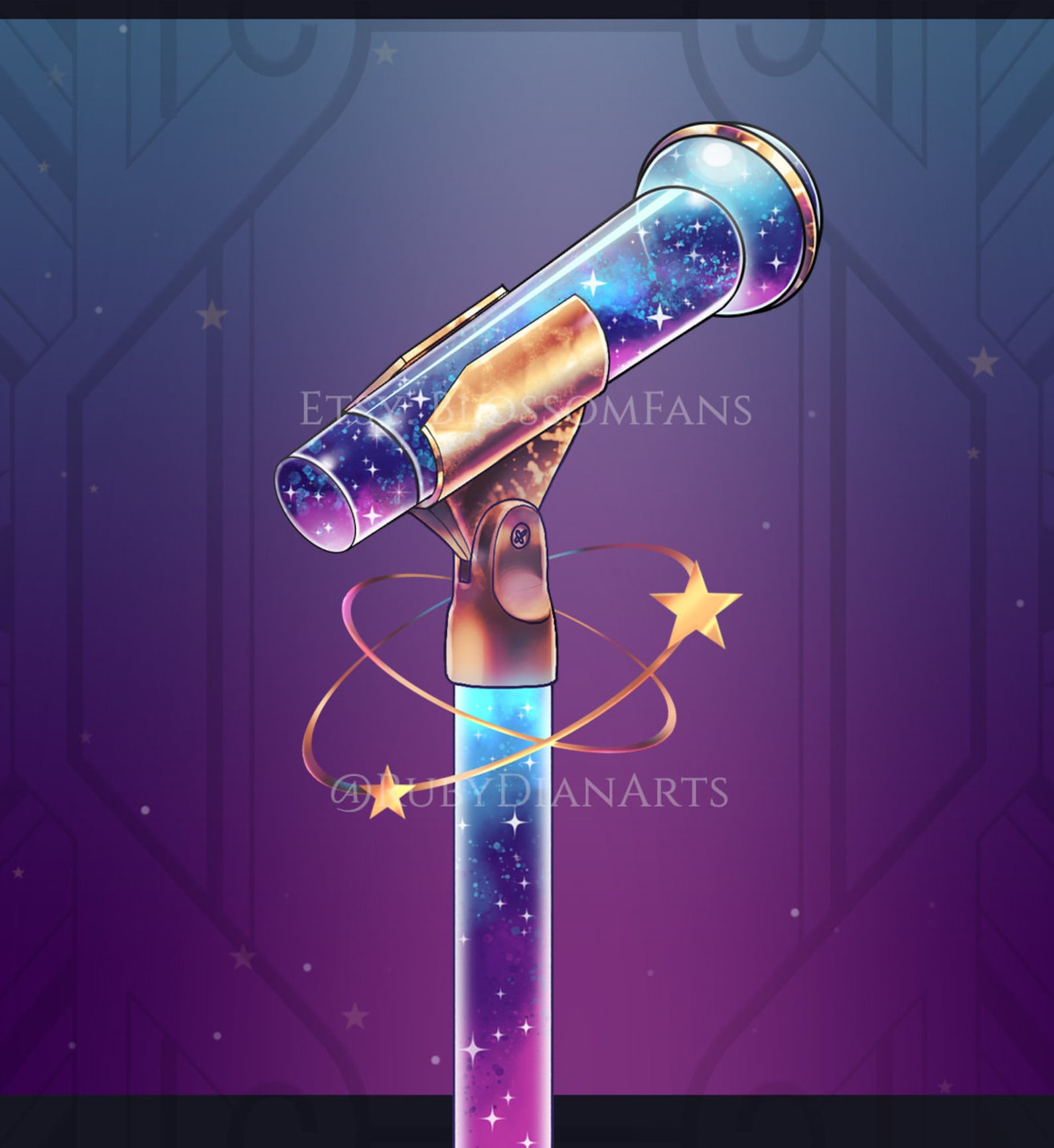 Starry Mic | Celestial Vtuber Asset Microphone | Stream Decoration ...