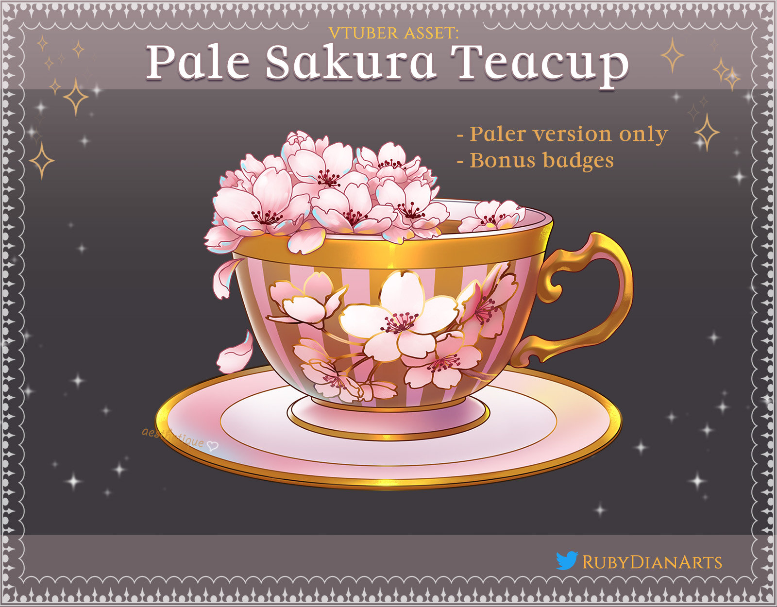 Pale Ver. Sakura Teacup | Vtuber Asset | Cherry Blossoms and Cute ...