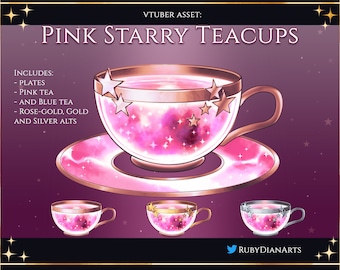 Starry Teacups Celestial Vtuber Assets Star Galaxy Tea Set - Etsy