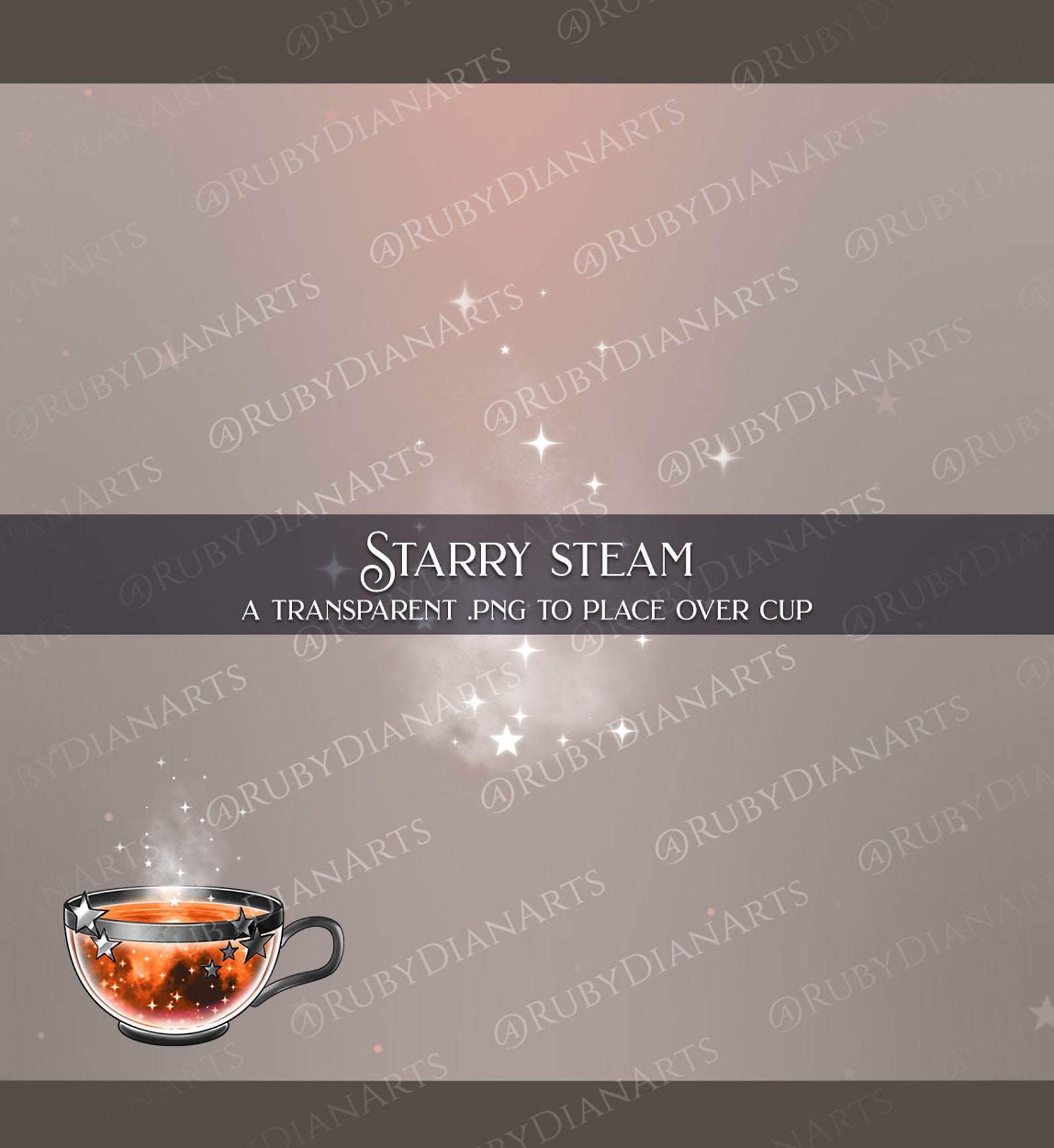 Orange Starry Teacup Celestial Vtuber Assets Star Galaxy Tea Set ...