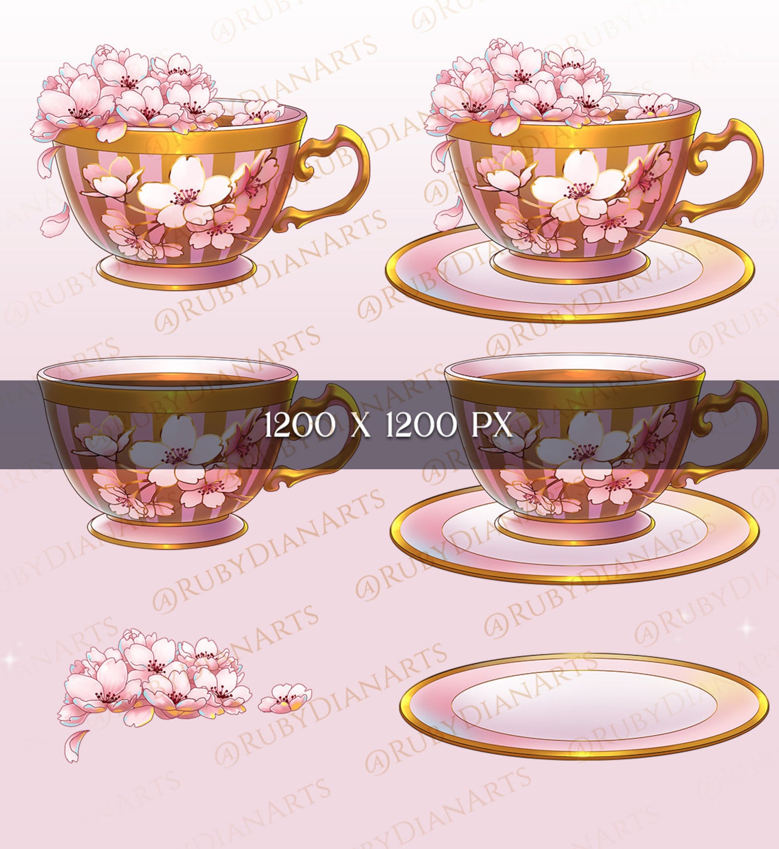 Sakura Teacups Vtuber Asset | Cherry Blossoms and Cute Stream ...