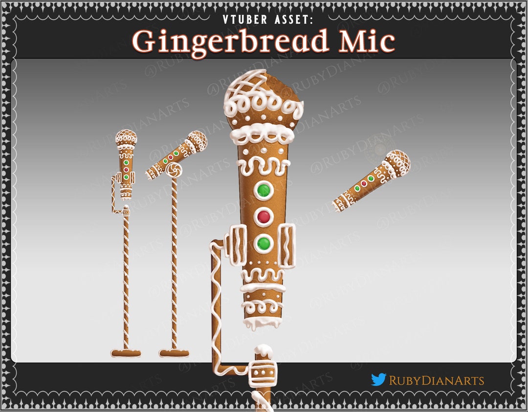 Gingerbread Mic | Vtuber Assets | Cozy Holiday Themed Streaming Props ...