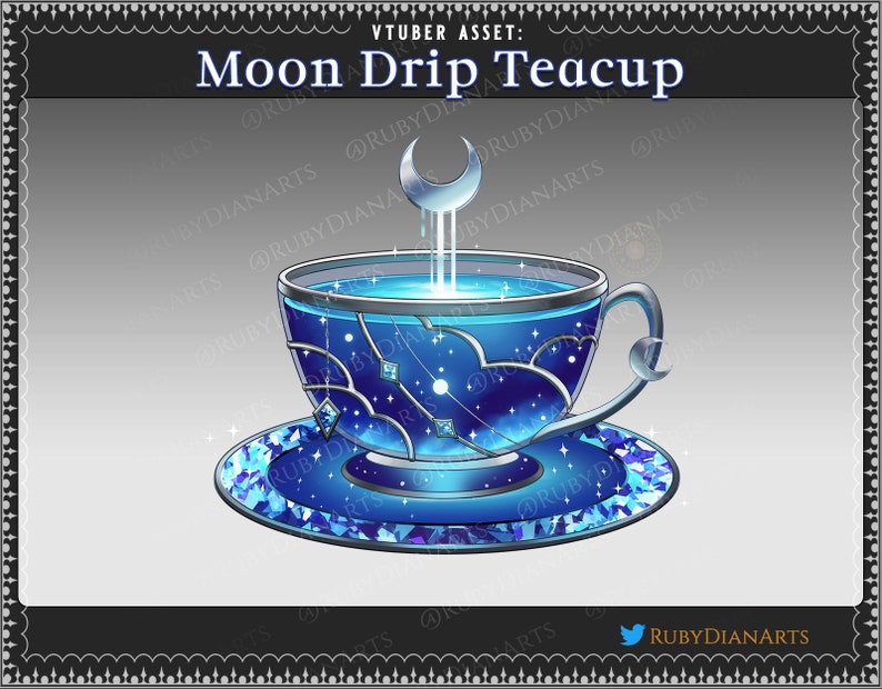 Moon Drip Teacup | Stream Vtuber Assets | Celestial Space Teaset ...