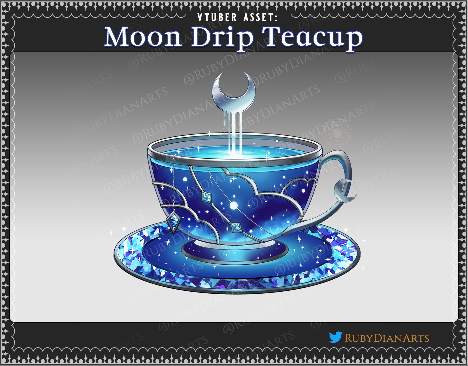 Moon Drip Teacup | Stream Vtuber Assets | Celestial Space Teaset ...