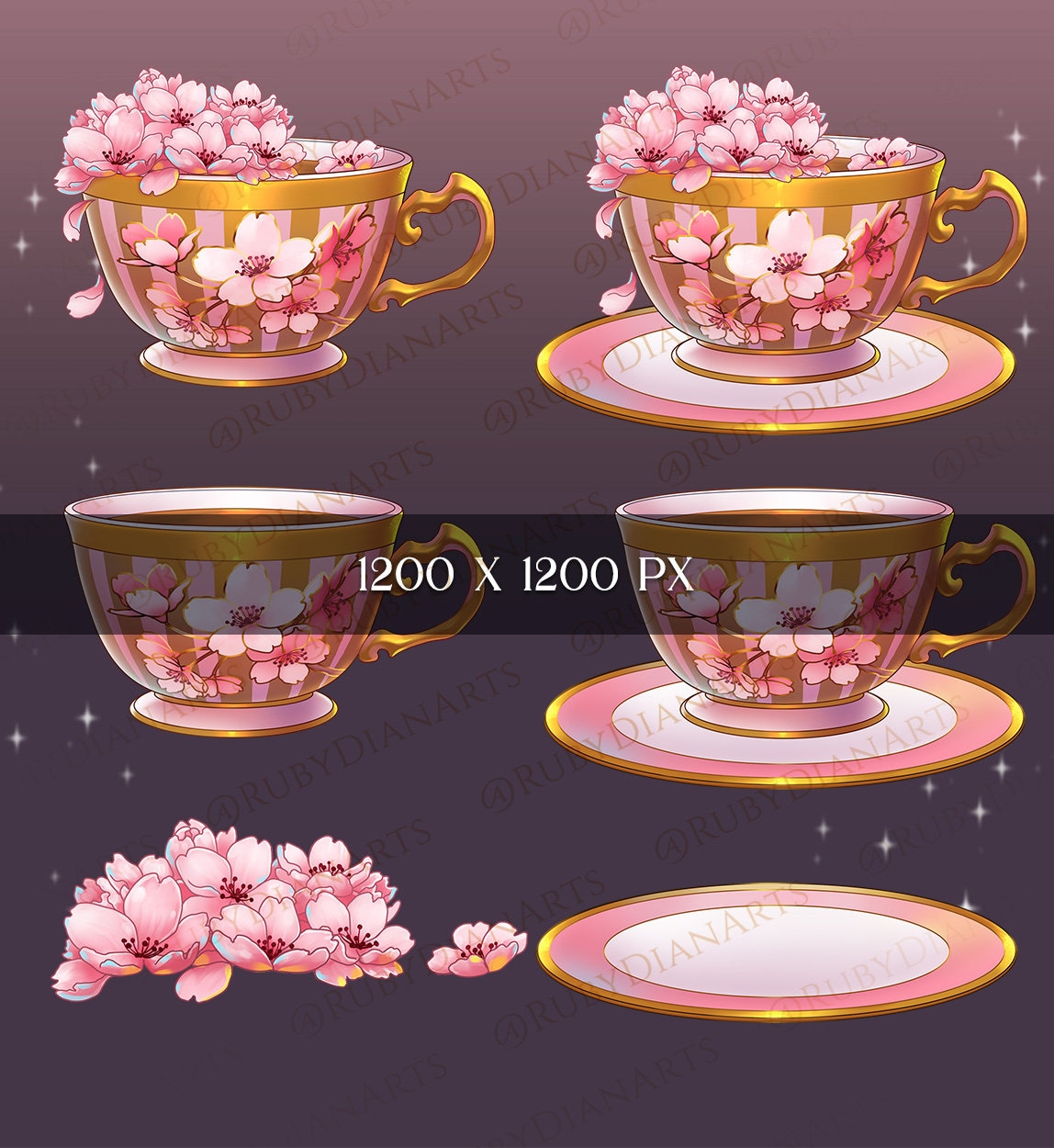 Pink Sakura Teacup | Vtuber Asset | Cherry Blossoms and Cute Stream ...