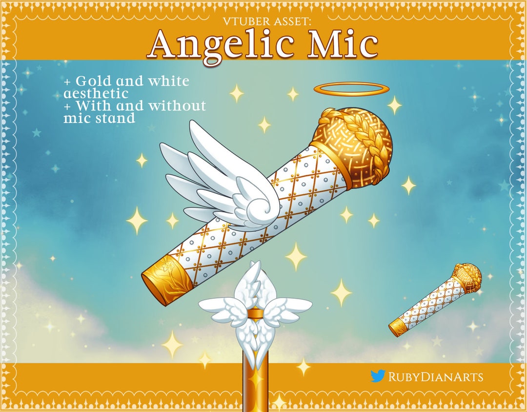 Angelic Mic | Vtuber Winged Assets for Your Streams | Gold and White ...