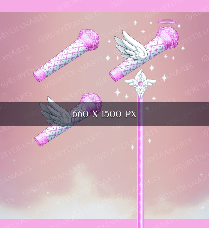 Pink Angelic Mic | Vtuber Winged Assets for Your Streams | Pink and ...